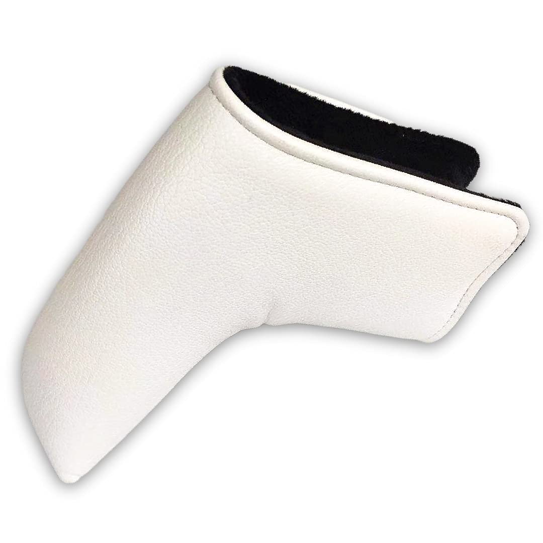 Golf Blade Putter Cover Headcover Club Protective Case, PU Leather Golf Putter Head Covers for Scotty Cameron Taylormade Odyssey, Ping, Protect Golf Clubs (White)