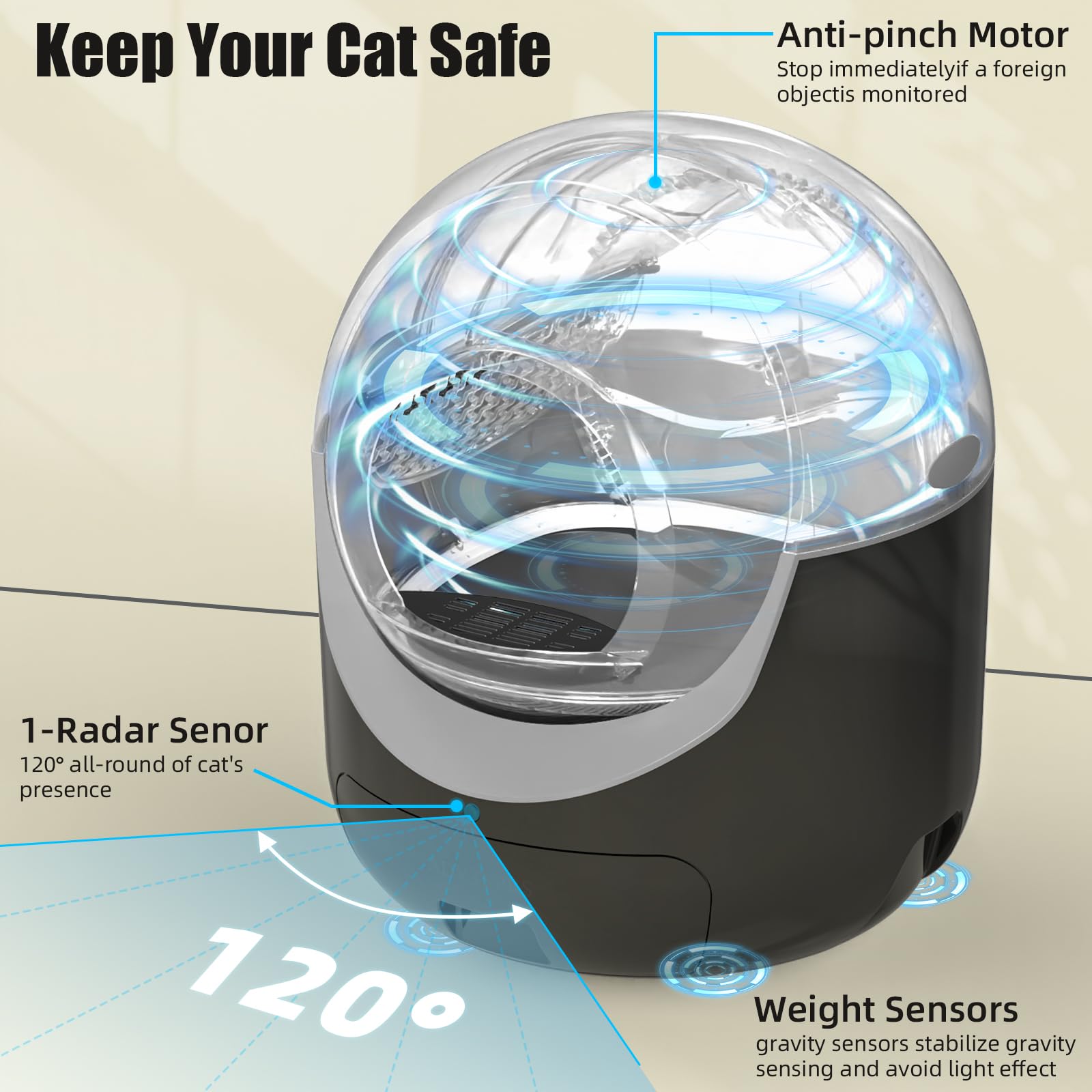 Self Cleaning Cat Litter Box, Automatic Cat Litter Box for Multiple Cats with 40 Garbage Bags & 1 Mat, 65L+10L Large Capacity/APP Control/Safety Protection - 2 Year Warranty