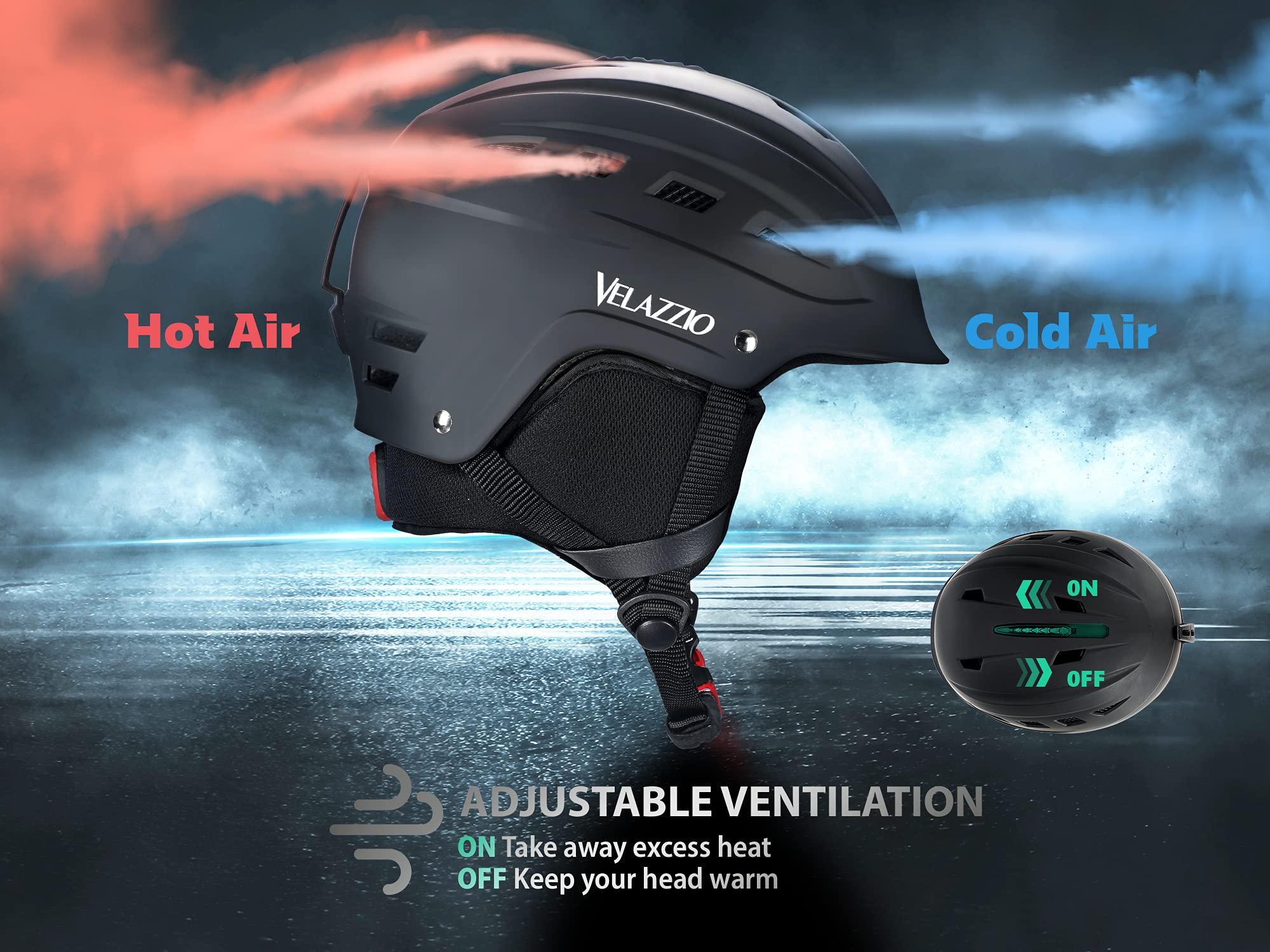 VELAZZIO Valiant Ski Helmet, Snowboard Helmet - Black, S (20.5-21.3 inches)