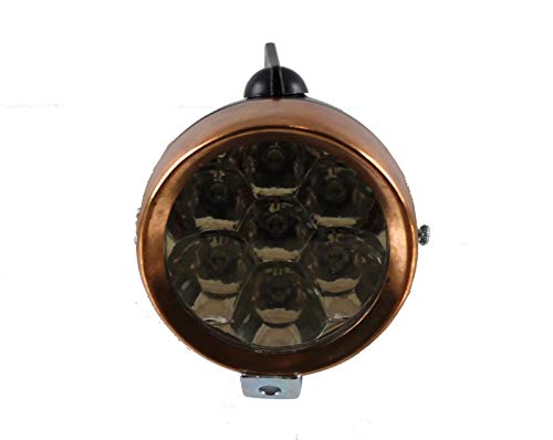 Zeda Retro Black & Copper LED Headlamp - Vintage Battery Powered Headlight for Motorized Bike