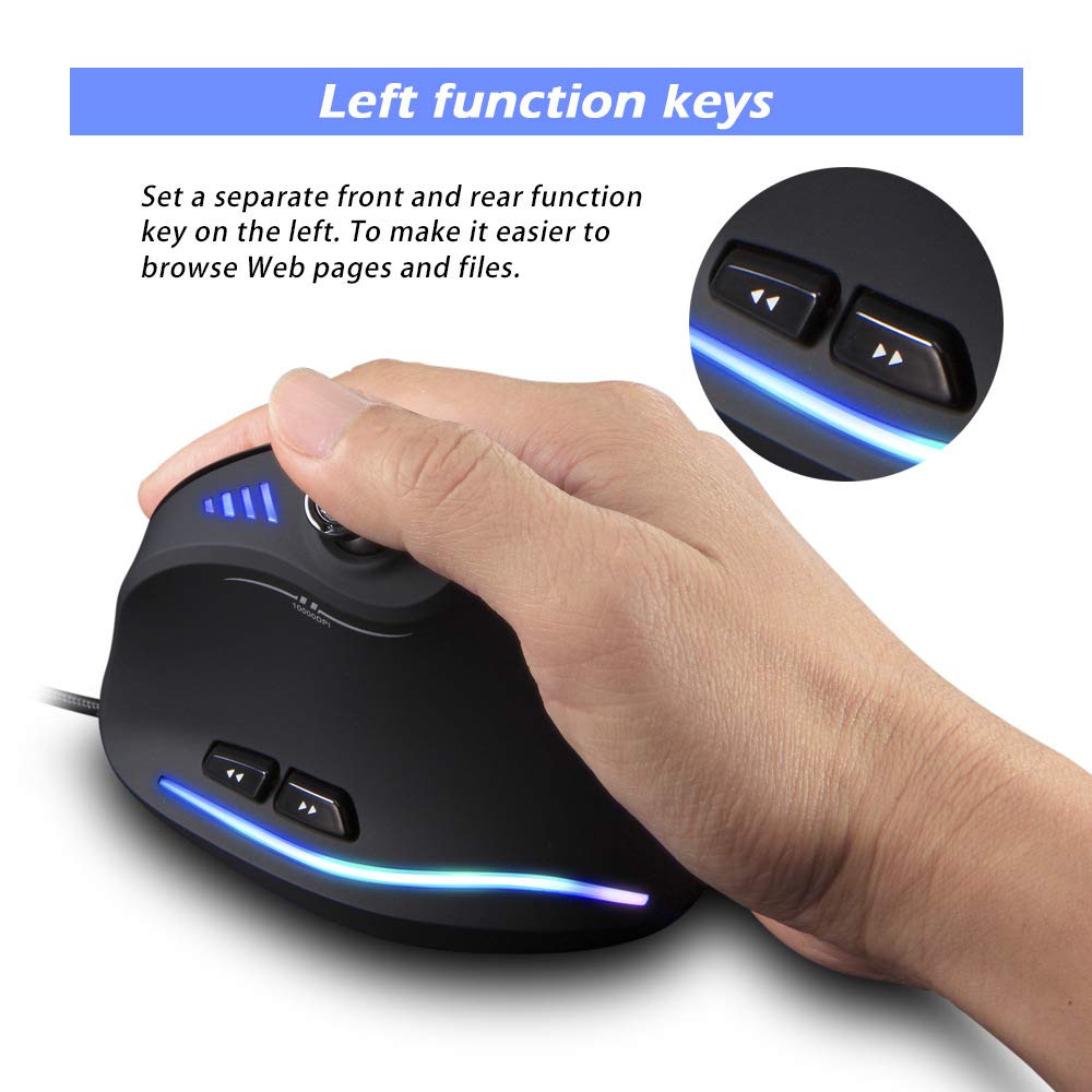 Zeerkeer Vertical Gaming Mouse Vertical Ergonomic Mouse with Adjustable DPI for Gamer/PC/Laptop/Desktop (Wired)