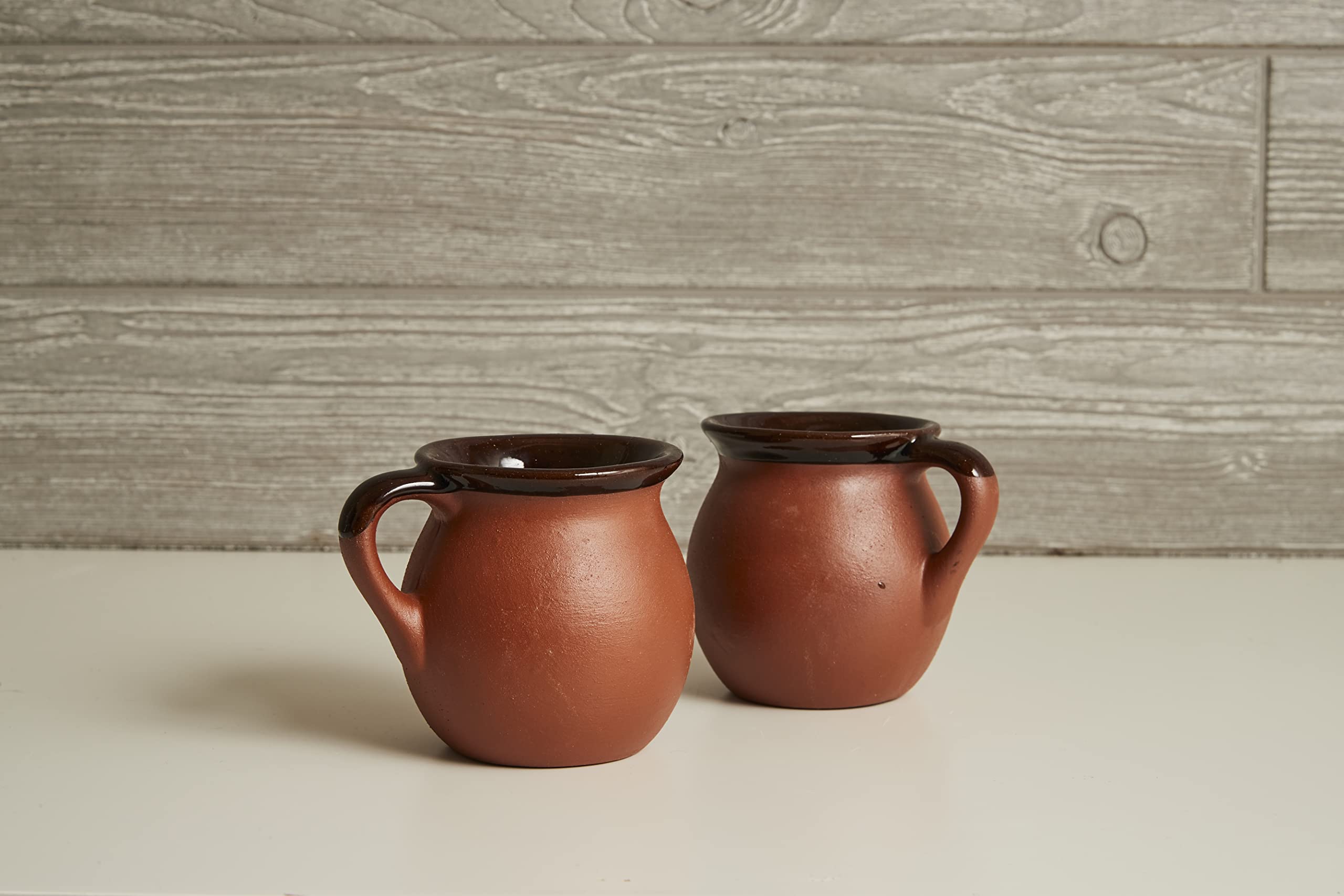 Verve CULTURE Hot Chocolate Mugs, Set of 2 Mexican Clay Mugs, Handmade Coffee Cups for Cocoa, Coffee and Tea