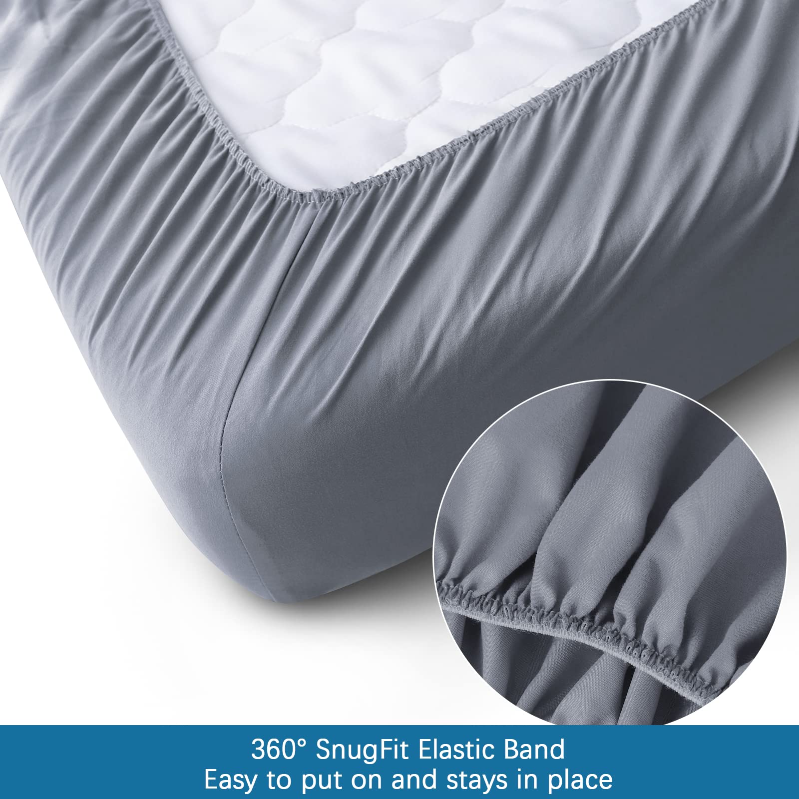 SPRINGSPIRIT Cot Sheets 30" x 75" x 9", 4 Piece Cot Sheet Set, Cot Size Fitted Sheets with Narrow Twin/Camp Bunk/Rvs Bunk/Guest Beds/Trifold Mattress, Grey