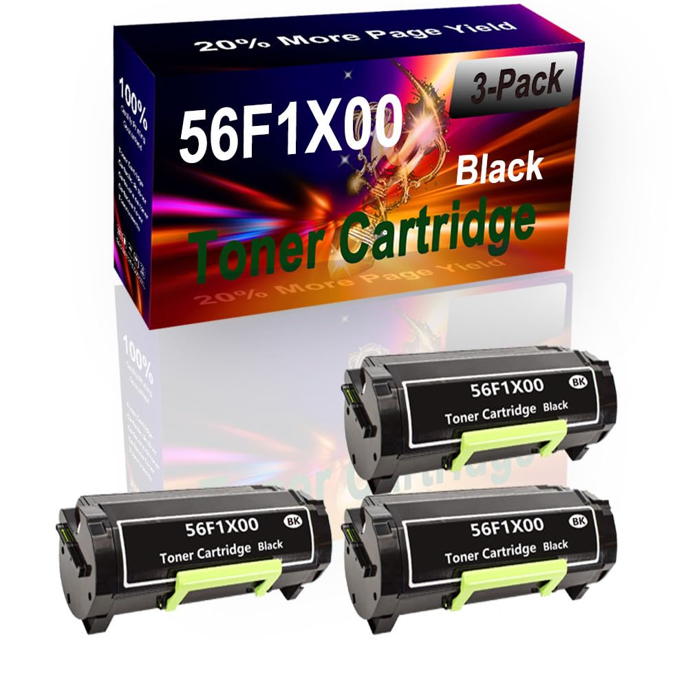 SINIYA 3-Pack (Black) Compatible High Yield 56F1X00 MS421 Printer Toner Cartridge use for MS421dn MS421dw MS521dn MS621dn MS622de MX421ade MX521ade MX521de MX522adhe MX622ade Printer