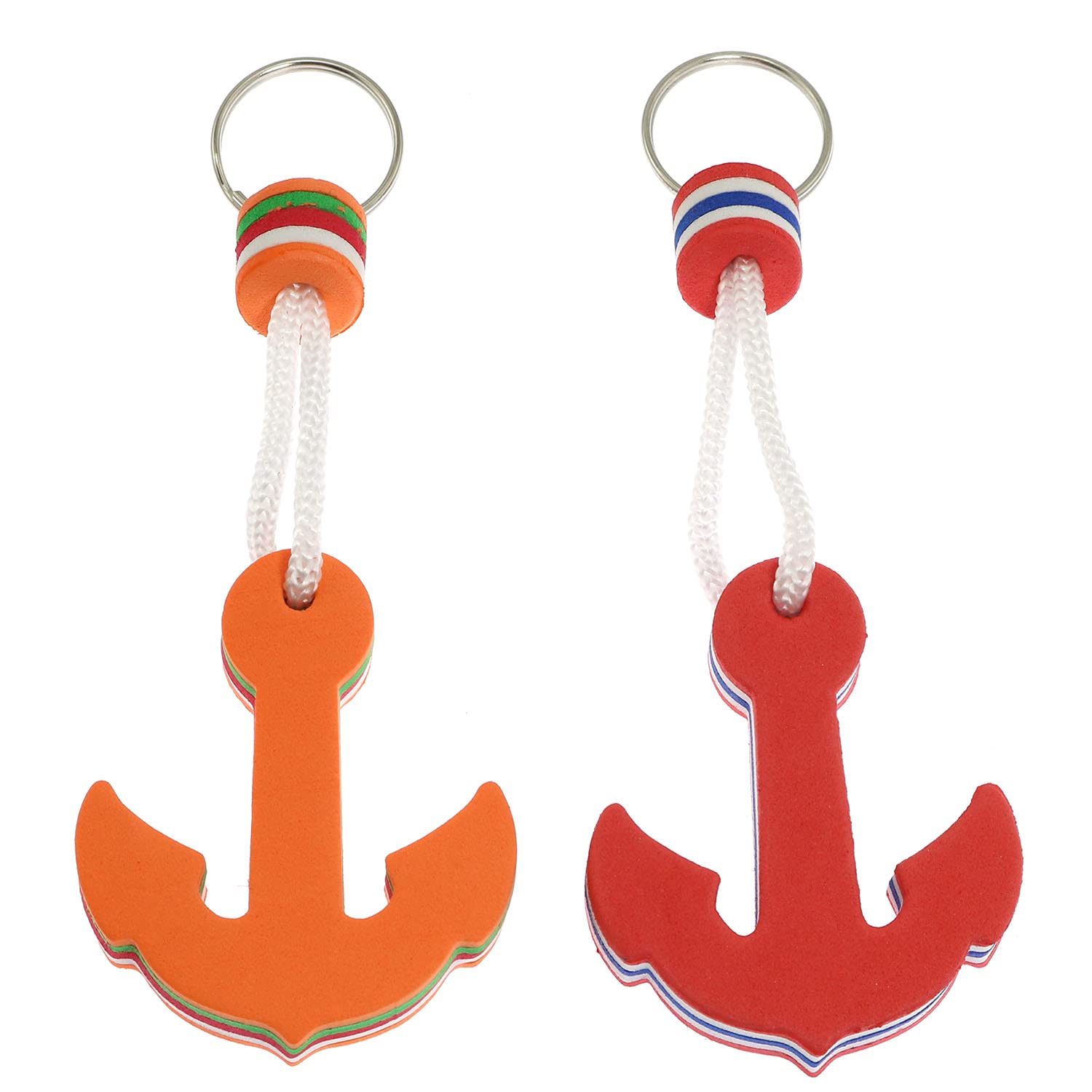 ZRM&E 2pcs Floating Key Chains Anchor Floating Key Chains for Boats Fishing Sailing Water Sports (Orange, Red)