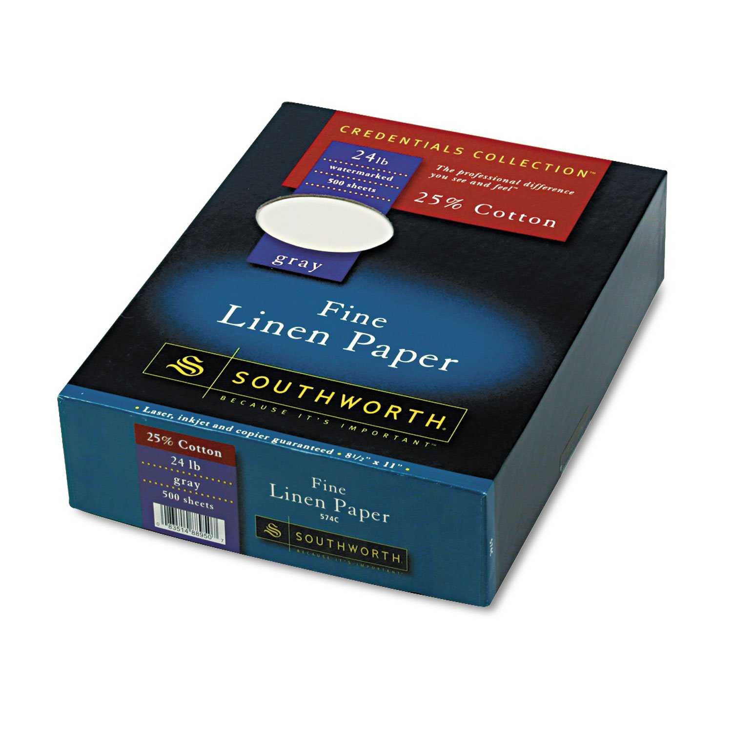 Southworth 574C 25% Cotton Linen Business Paper Gray 24 lbs. 8-1/2 x 11 500/Box FSC