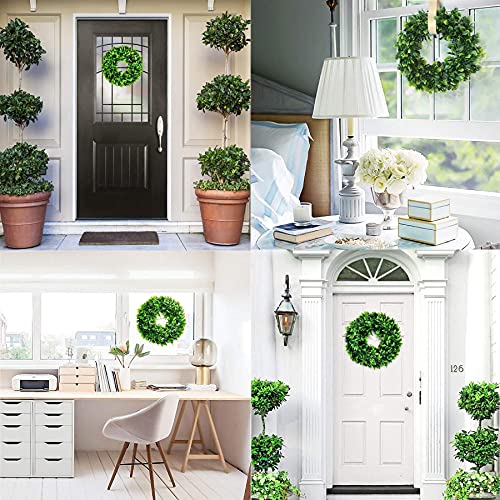 Souarts 17" Eucalyptus Wreath-Artificial Greenery Wreath Boxwood, Front Door Wreath for Indoor Outdoor Home Office Wall Wedding Holiday Decor