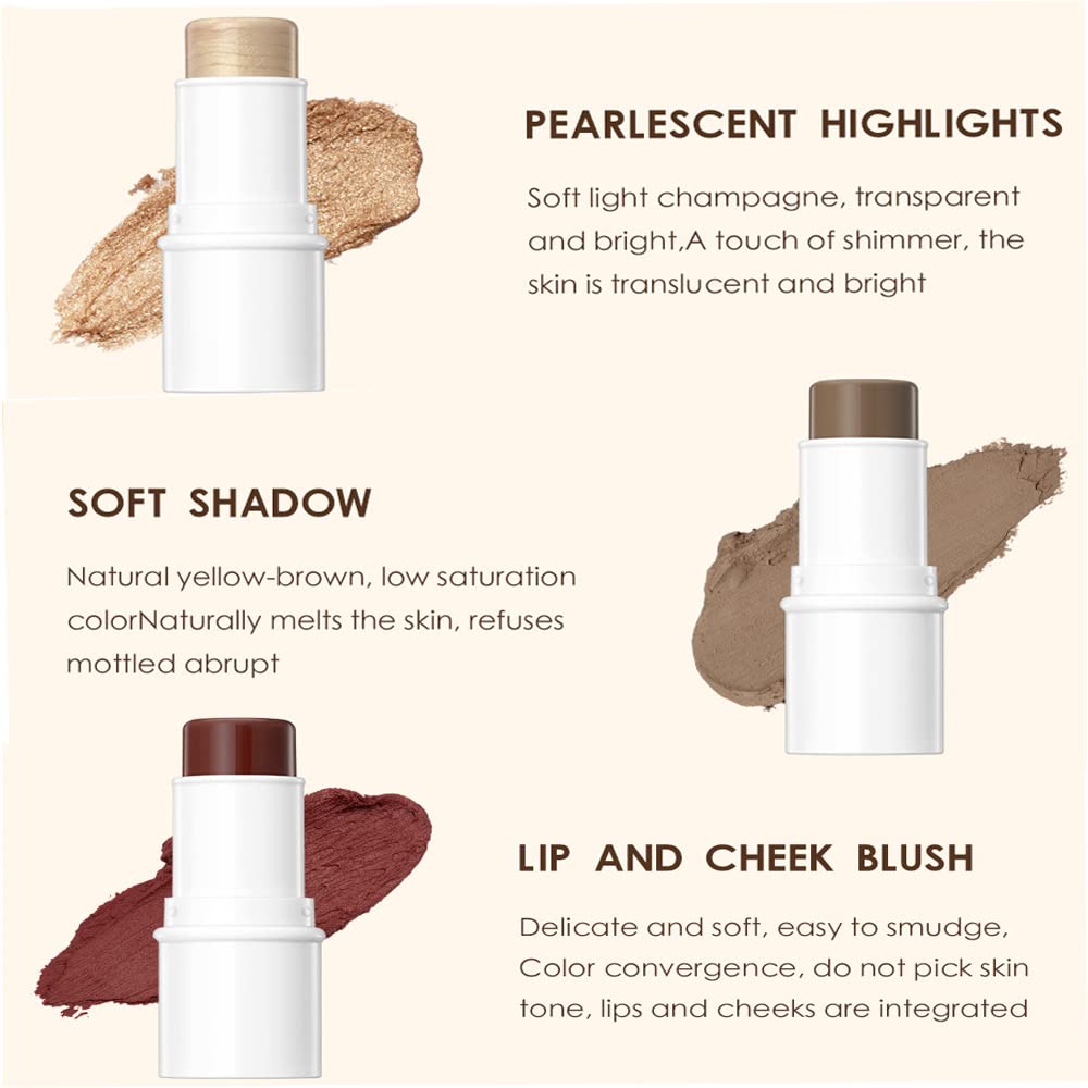 Yeweian Contour Stick, Face Concealer Stick, Bronzer Facial Repair 3D Wonder Stick Face Body Shading Stick Foundation Cream (03 Contour Stick)
