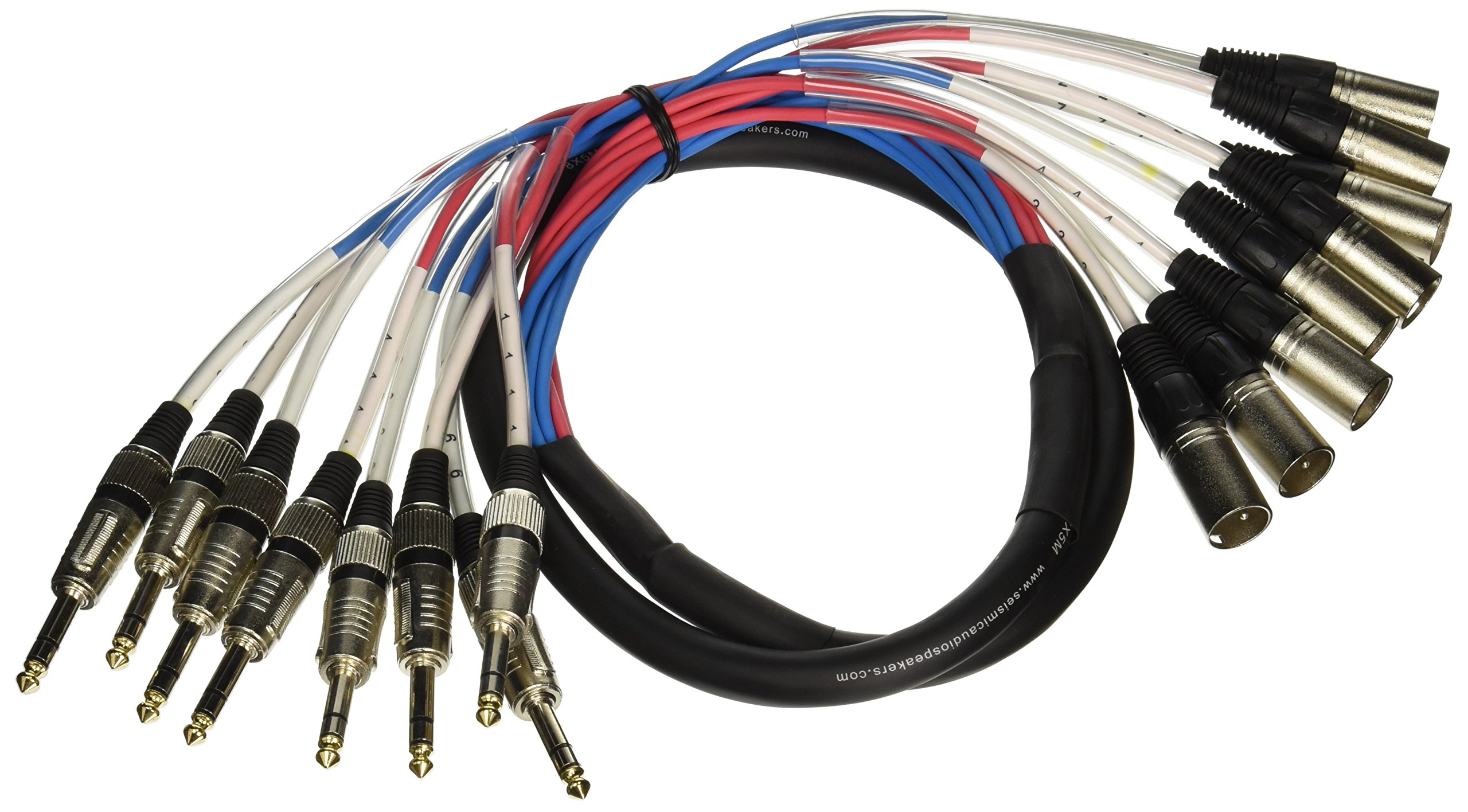 Seismic Audio - SAXT-8x5M - 8 Channel 5' XLR Male to 1/4" TRS Snake Cable