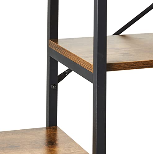 SUPERJARE Triple 5 Tier Bookshelf, Bookcase with 14 Open Display Shelves, Ladder Bookshelf, Wide Book Shelf Book Case with Steel Frame, Wood Board, for Home & Office, Dark Brown