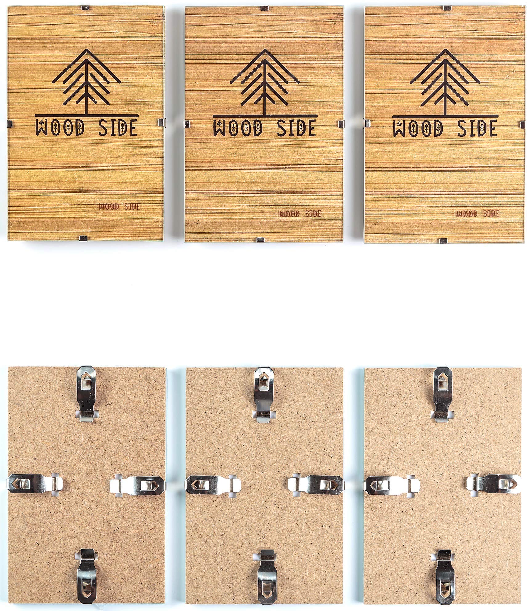 WOOD SIDE ORBIS Glass Clip Picture Frames 3.5x5 - Pack of 3, Clear Craft Photo Frames