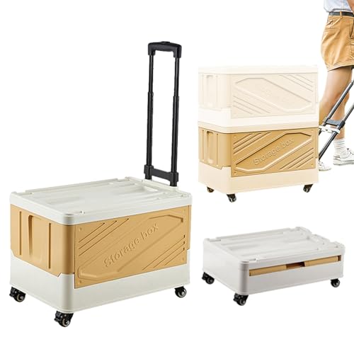 XCBYT Storage Bins with Wheels, Foldable Cart with Wheels Storage Bins Rolling Crate Collapsible Cart with Wheels Teacher Cart on 4 Universal Wheels Shopping Cart