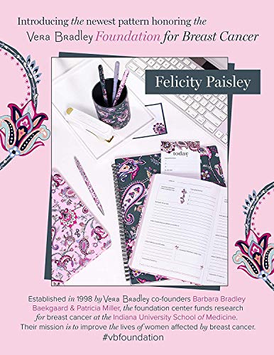 Vera Bradley Women's Pink/Grey Clipboard Folio with Refillable Lined Notepad, Interior Pocket, and Pen Loop, Felicity Paisley