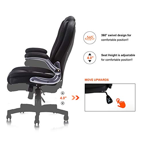 SP Mesh Office Chair Adjustable Tilt Angle and Flip-up Arms Executive Computer Desk Chair, Thick Padding for Comfort and Ergonomic Design for Lumbar Support (GY)