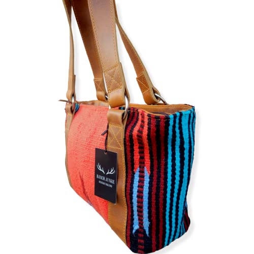 Southwestern Handwoven Wool Leather Boho Tote Purse Western Handbag (Sedona)