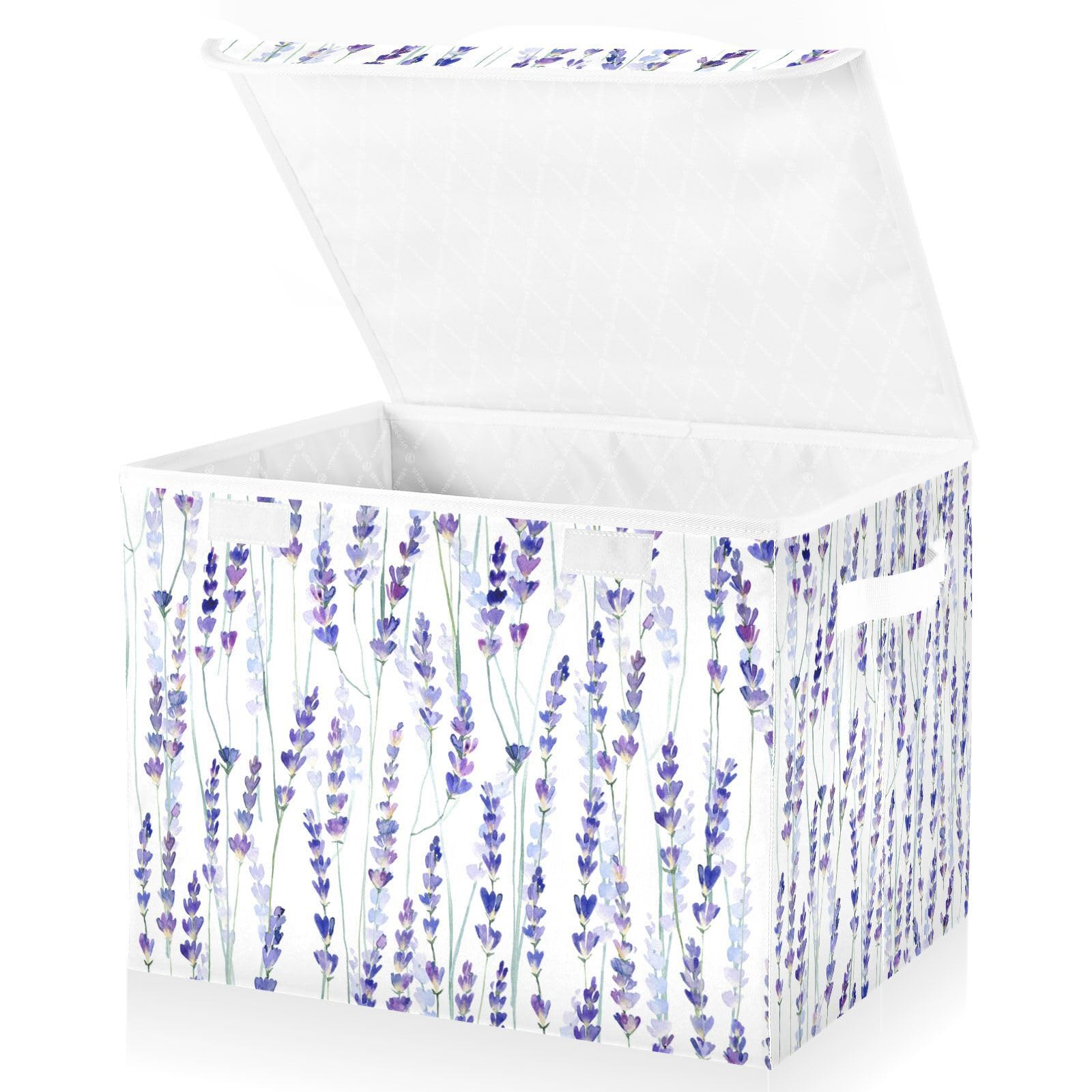 xigua Lavender Storage Bin with Lids Larger Collapsible Decorative Cube Storage Bins with Handles Divider for Bedroom Closet Living Room