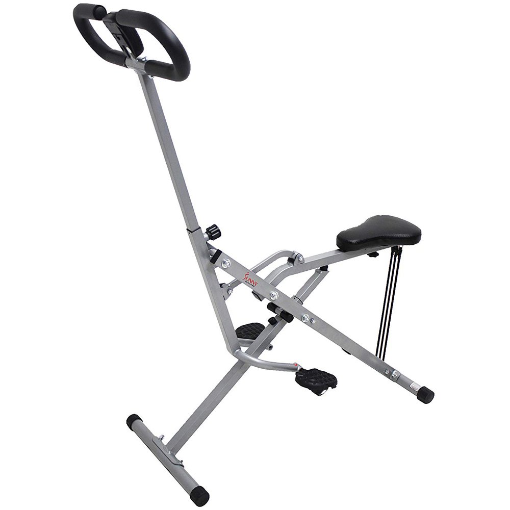 Sunny Health and Fitness Upright Squat Assist Row-N-Ride Trainer for Squat Exercise and Glutes Workout with Workout Cooling Towel
