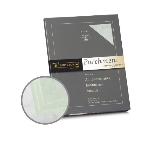 Southworth Specialty Parchment Celery Paper - 8 1/2 x 11 in 24 lb Bond Parchment 100 per Package