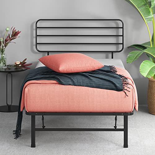 ZINUS SmartBase Mattress Foundation with Headboard / 14 Inch Metal Platform Bed Frame / No Box Spring Needed / Sturdy Steel Frame / Adjustable Headboard Height, Twin