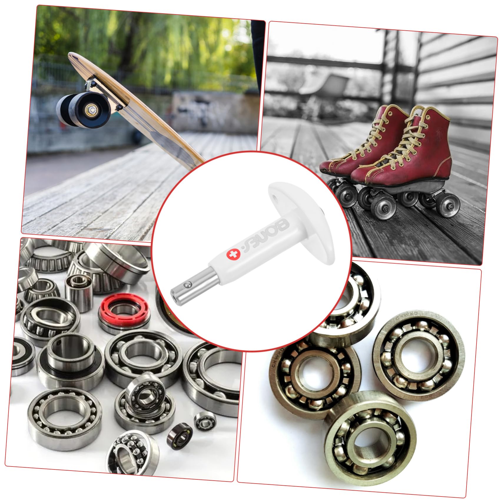 TIDTALEO Skateboard Remover Metal Bearing Pullers Hub Puller Skateboard Bearings Remover Tool Roller Skate Bearing Tools Roller Skating Accessories Wheel Driver White Stainless Steel