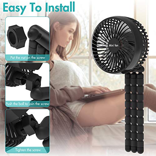 Versatile Fan, 10000mAh Battery Powered Clip On Fan With 53H Long Working Time, 4 Speeds, Strong Wind, Sturdy Tripod, 360° Rotate Ultra Quiet USB Fan for Stroller Treadmill Tent Office