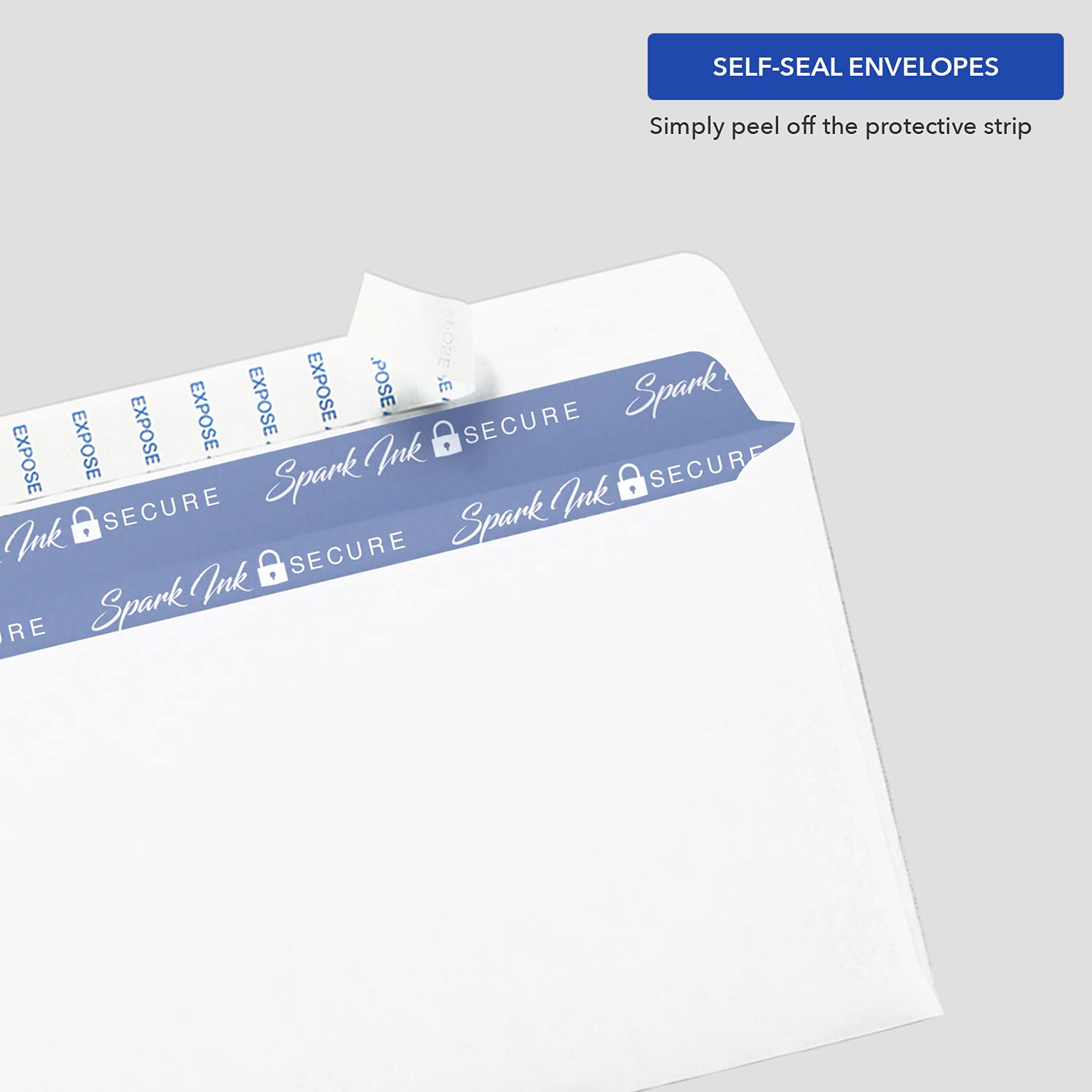 Spark Ink 500 Count Security Envelopes No.10, Self-Seal, Plain Standard Size Business Envelopes 4-1/8 x 9-1/2 Inch, Self Stick Blank White Envelopes, Peel & Seal, Quality 24 lb Paper (Non-Window)