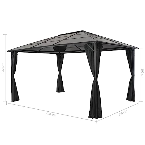 Tidyard Gazebo with Curtain Aluminum 13.1'x9.8'x8.5' Black for Patio Outdoor, Wedding, BBQ, Camping, Lawn