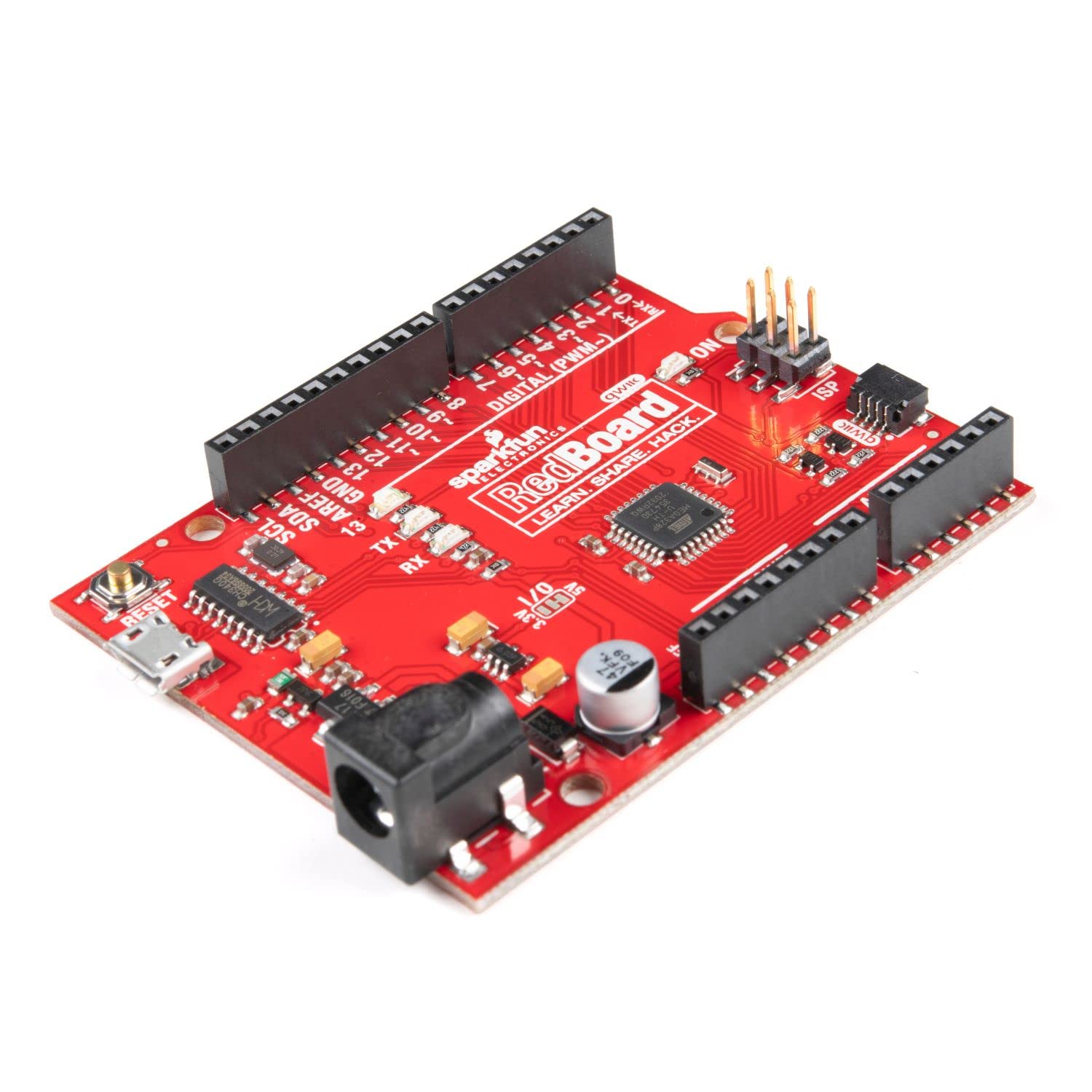 SparkFun RedBoard Qwiic ATMega328P compatible with Arduino board w/ Qwiic Connector and CH340C Serial-USB Converter IC Breadboardable R3 footprint microcontroller Improved reset button