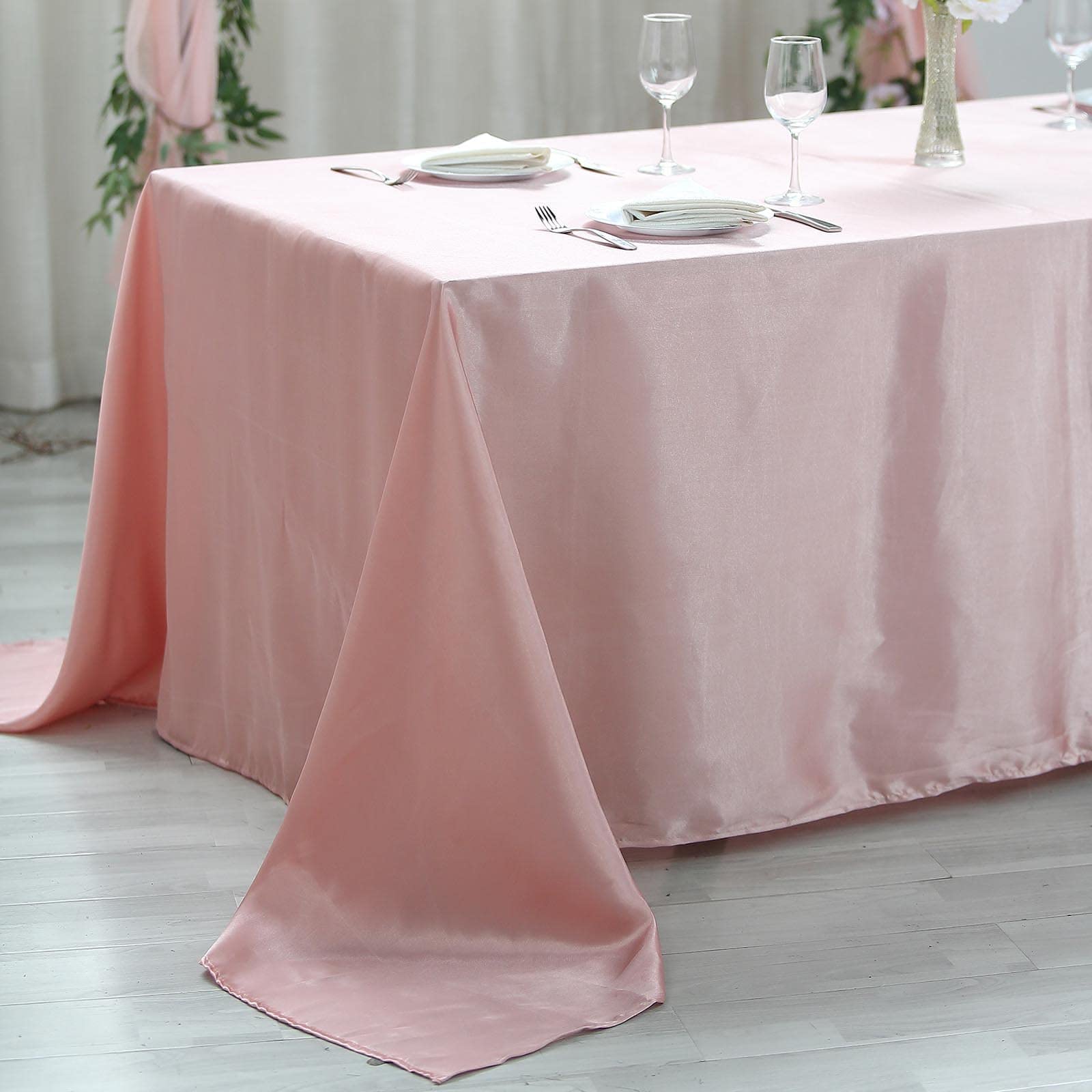 Tableclothsfactory 90x132 Rectangle Dusty Rose Wholesale Satin Tablecloth Banquet Linen Wedding Party Restaurant Tablecloth