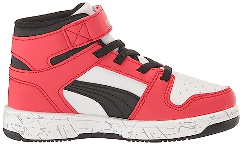 PUMA Rebound Layup Synthetic Leather Scratch Hook and Loop (Little Kid) Puma White/Puma Black/for All Time Red 1.5 Little Kid M