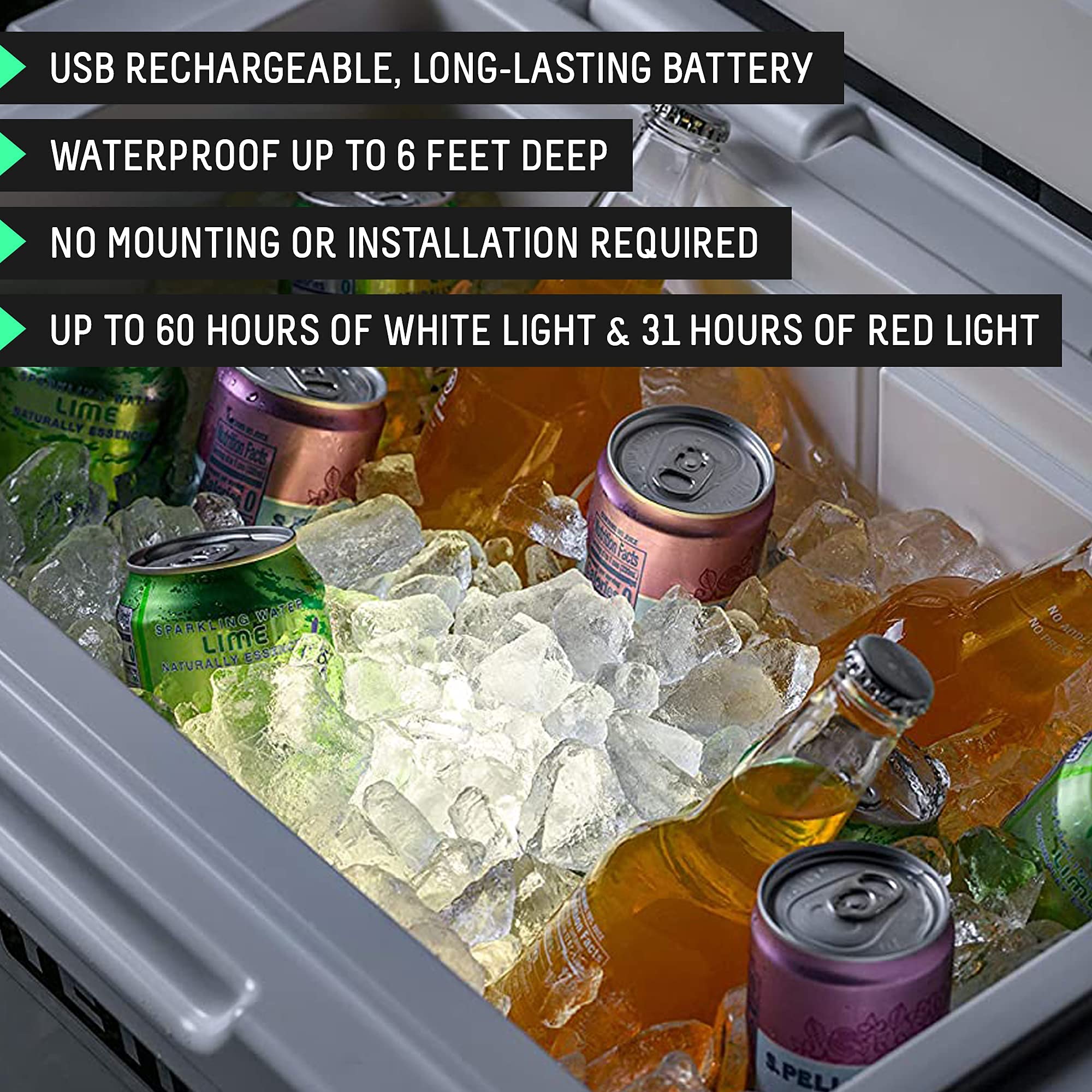 StarBright Rechargeable Universal Cooler LED Light - 5.35x1.61x5.35 inches - Compatible with YETI, RTIC, ORCA, Igloo, Coleman, and More - USB-Chargeable Battery, No Mounting or Installation Required