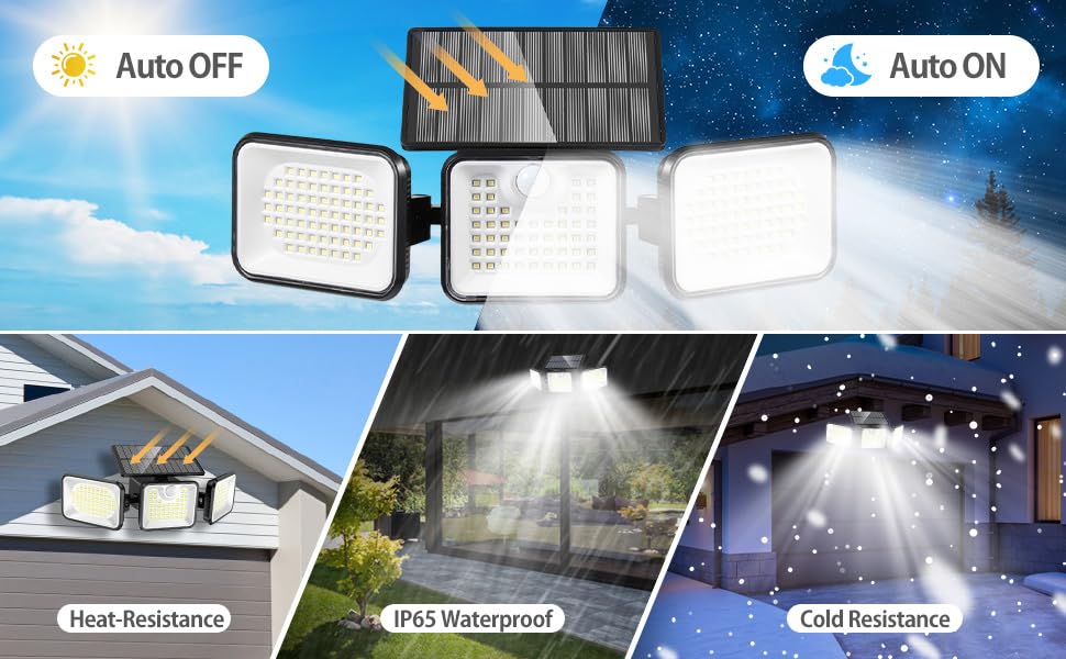 Sunenvoy Solar Lights Outdoor with Motion Sensor, Dual Head Security Lights Solar Powered, 30 LED Flood Light Motion Detected Spotlight for Garage Yard Entryways Patio, IP65 Waterproof