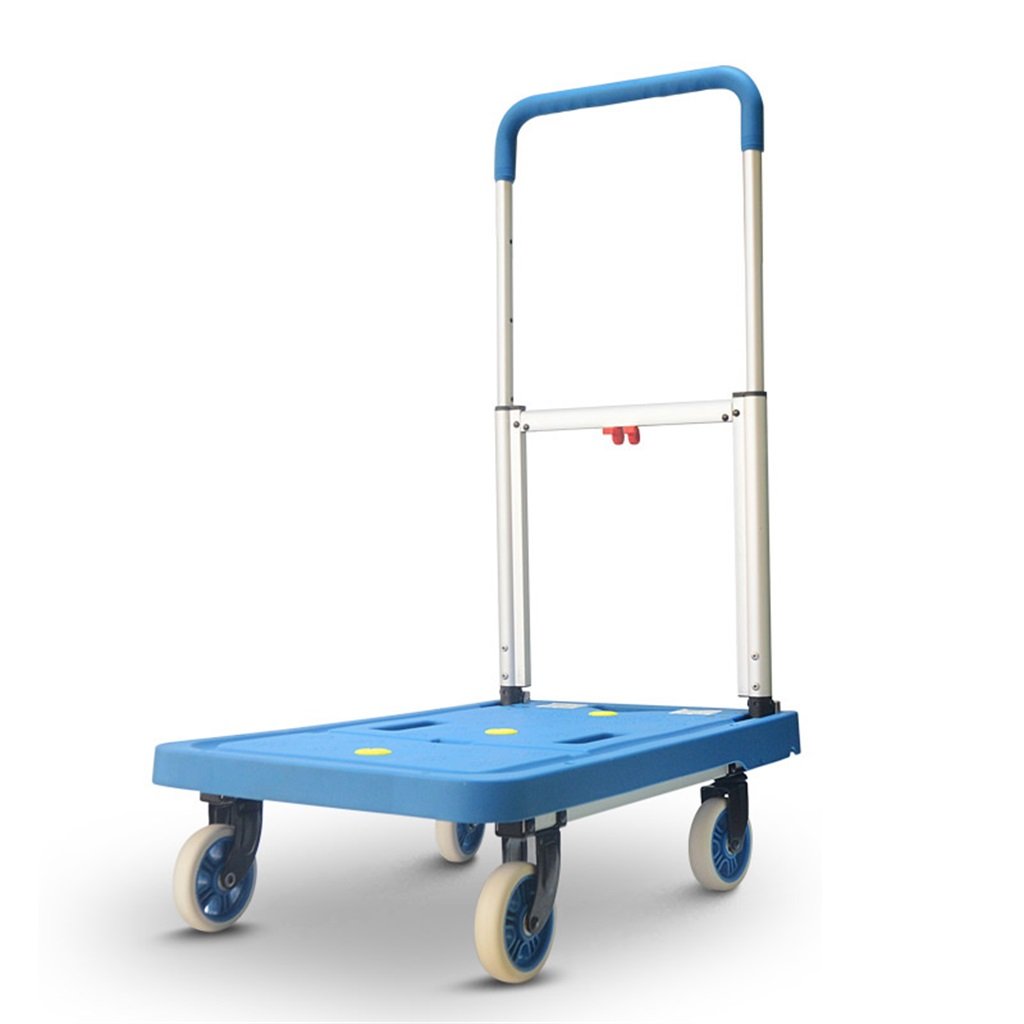 ZLH Household Four Wheel Flat Cart Hand Truck Folding Trolley Mute Portable Pull Truck Loading King Van 3 Colors o$ (Color : C)