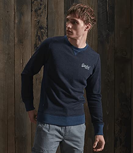 Superdry Mens Orange Label Interest Crew Sweatshirt, Slim Fit, Crew Neckline Midnight Blue Grit Size M