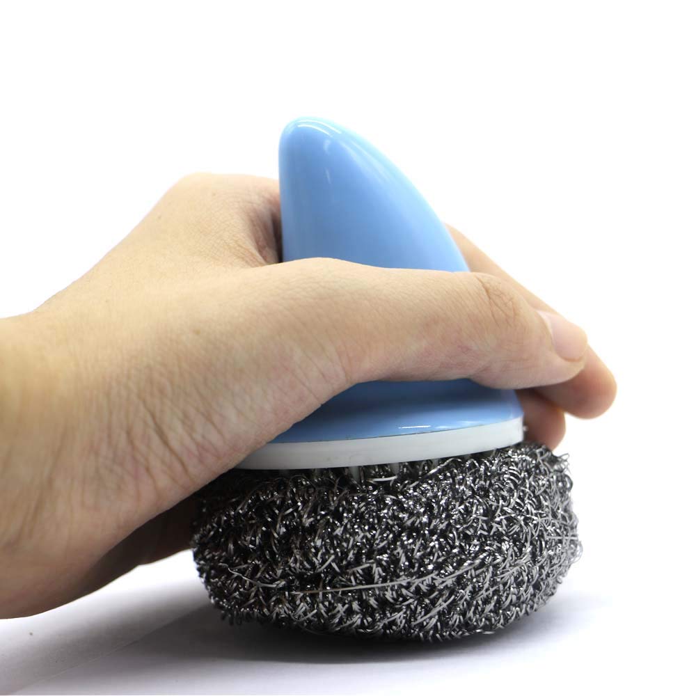 Stainless Steel Brush with Handle，Steel Wire Ball, Creative Shark-Type Steel Wire Ball Brush with Handle for Decontamination, Kitchen Dish and Pot Brush