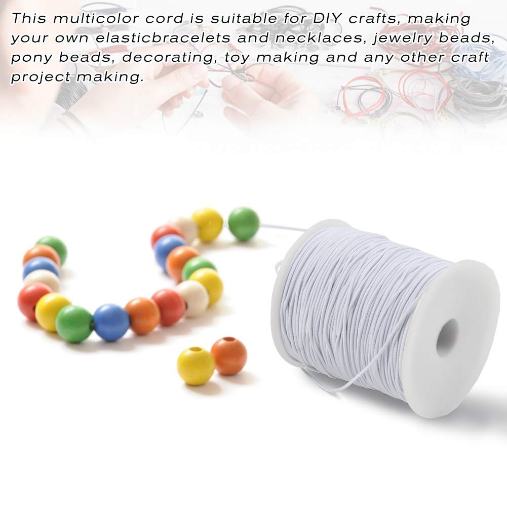 VGOODALL 100 Yards White Elastic String Beading Cord Stretchy String for Bracelets, Necklace, Jewelry Making and Crafts,1MM