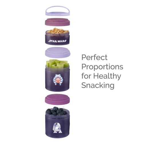 Whiskware Star Wars Stackable Snack Containers for Kids and Toddlers, 3 Stackable Snack Cups for School or Travel, Ashoka and R2D2