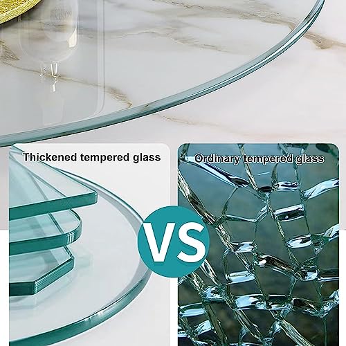 Yesbon Tempered Glass Turntable Lazy Susan for Table Round Clear Serving Plate Rotating Stand Kitchen Dining Table Tray Tabletop Organizer Spices Storage Holder 300KG Bearing,Gold,80cm