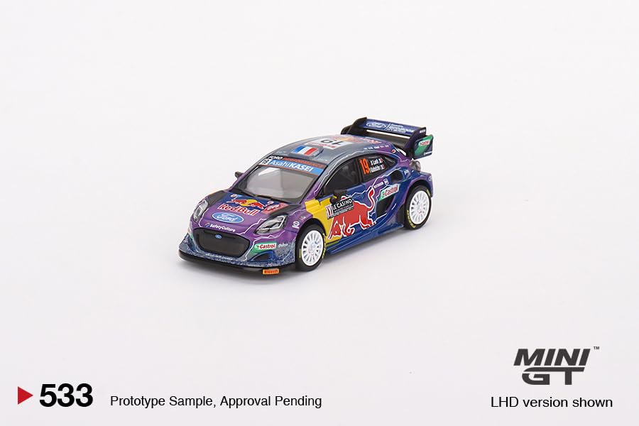 True Scale Miniatures Model Car Compatible with Ford Puma Rally1#19 M-Sport Ford WRT 2022 Rally Montecarlo Winner Limited Edition 1/64 Diecast Model Car MGT00533