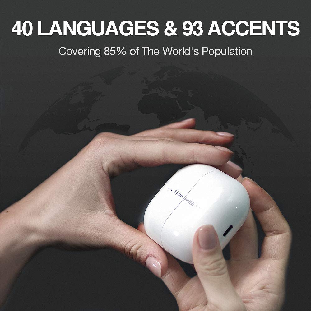 Timekettle M2 Language Translator Earbuds - Supports 40 Languages & 93 Accent Online, Instant Voice Language Translator with Bluetooth & APP, True Wireless Earbuds for Music and Call Fit iOS & Android