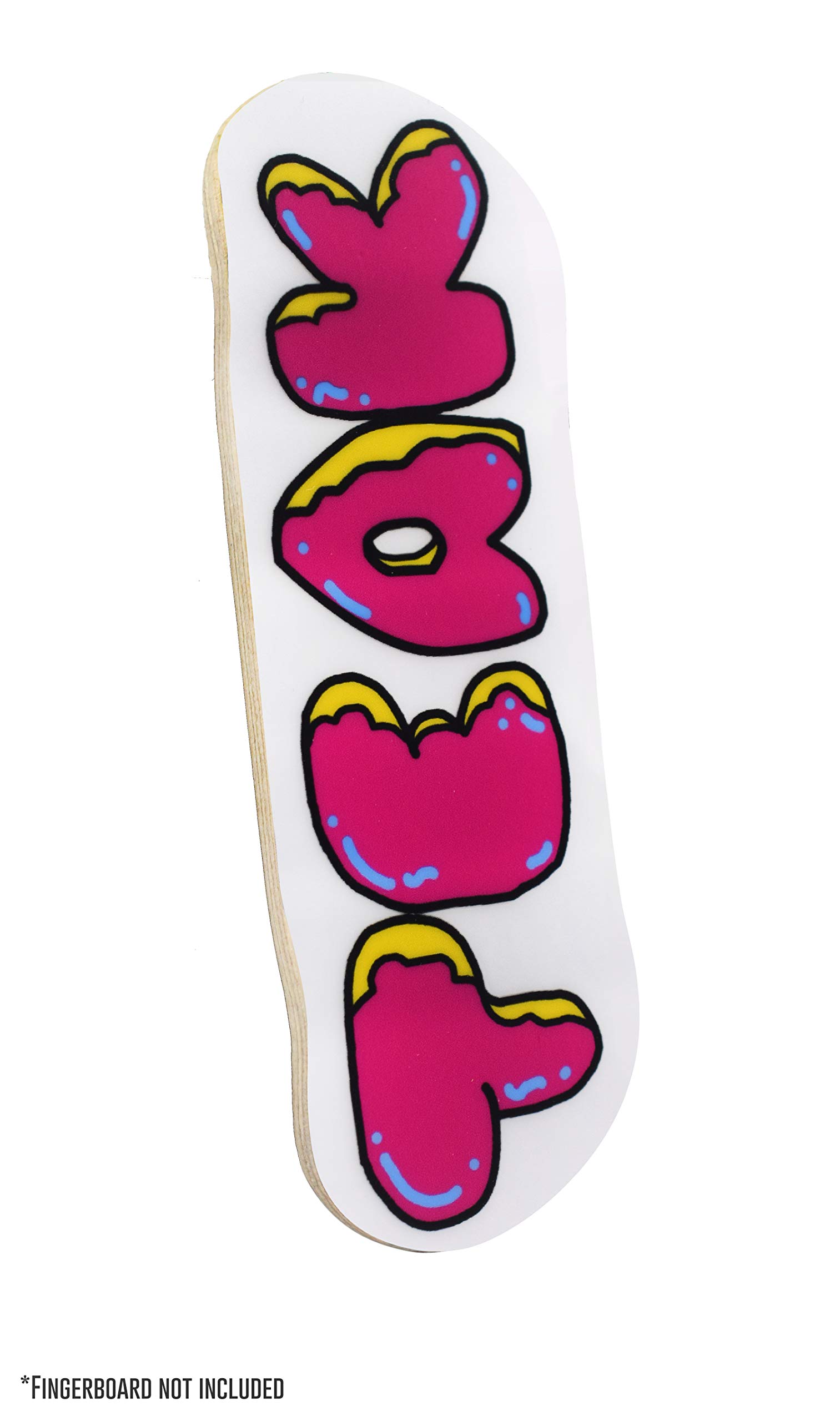Teak Tuning Fingerboard Deck Graphic, Donut Teak Logo, White" - Adhesive Graphics to Customize Your 35mm - 110mm Long, 35mm Wide - Waterproof Vinyl - Includes Mini File