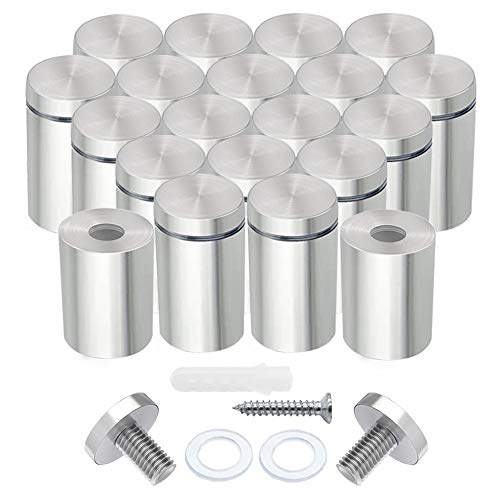 Stainless Steel Standoff Screws, 20Pcs 1/2 x 1 Inch Wall Standoff Sign Holders Screws, Mounting Glass Hardware for Hanging Acrylic Picture Frame, Advertising Screws Kit