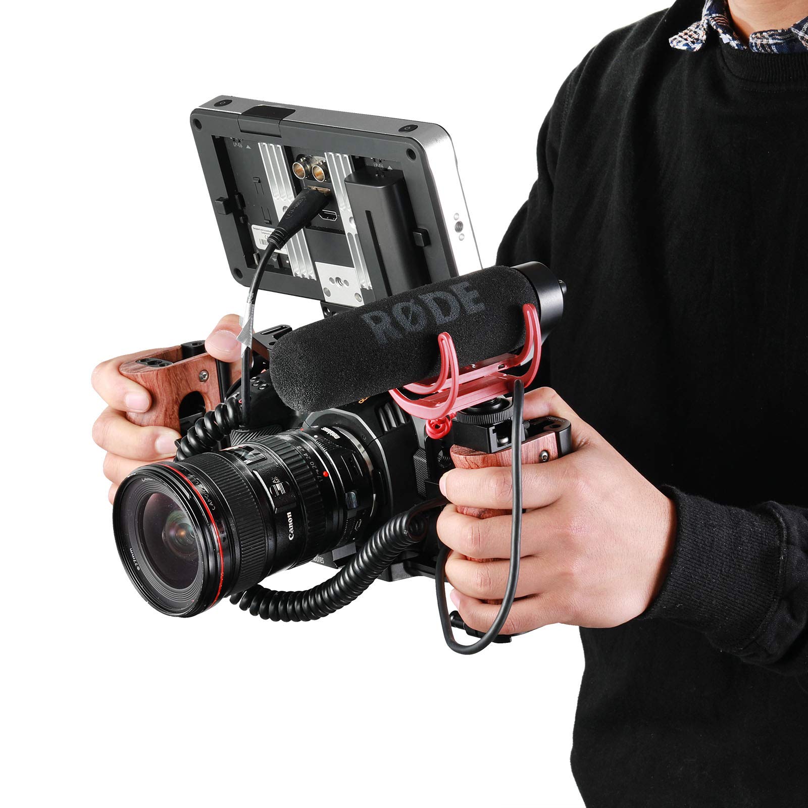 SmallRig NATO Handle Wooden Wood Handgrip for BMPCC 4K & 6K and Z-CAM E2, for Samsung T5 SSD – HSN2270