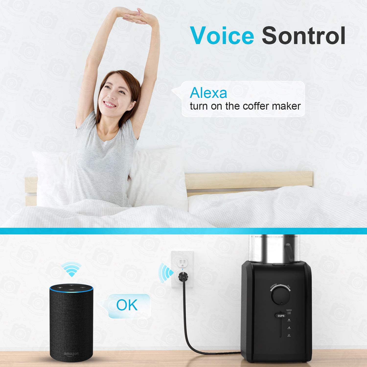 Smart Plug ESICOO - Plug A Certified Compatible with Alexa, Echo & Google Home & WiFi 2.4G - Only Cloud Intelligence App (4-Pack)