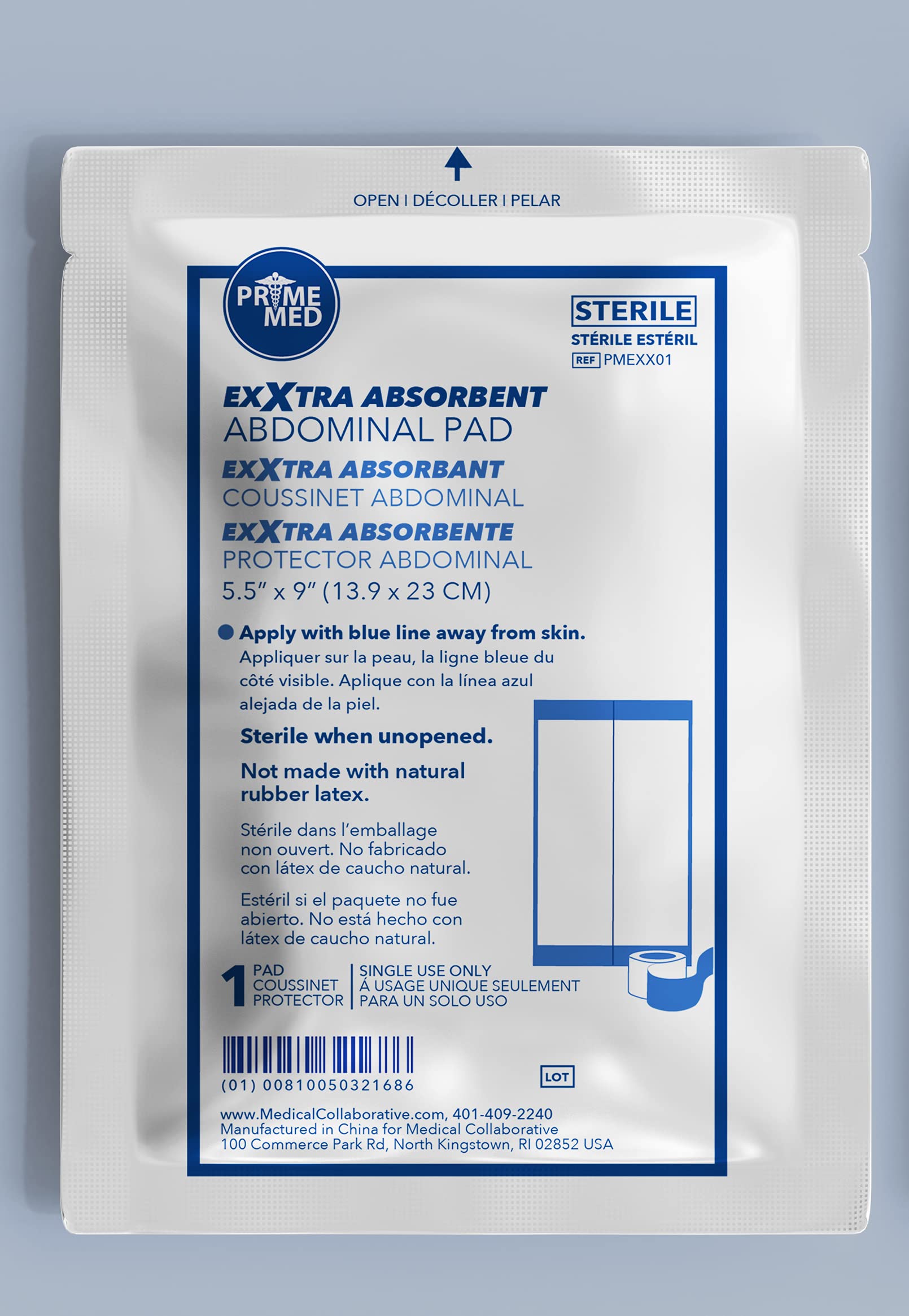 Sterile Abdominal Pad 5 inch x 9 inch Combination Pads, 25 Pack of ABD Pads