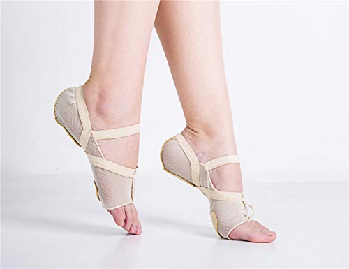 Women's Full Body Dance Foot Undies Lyrical Skin Shoes Mesh Stretch Kids Dance Paws Socks(XL, Nude)