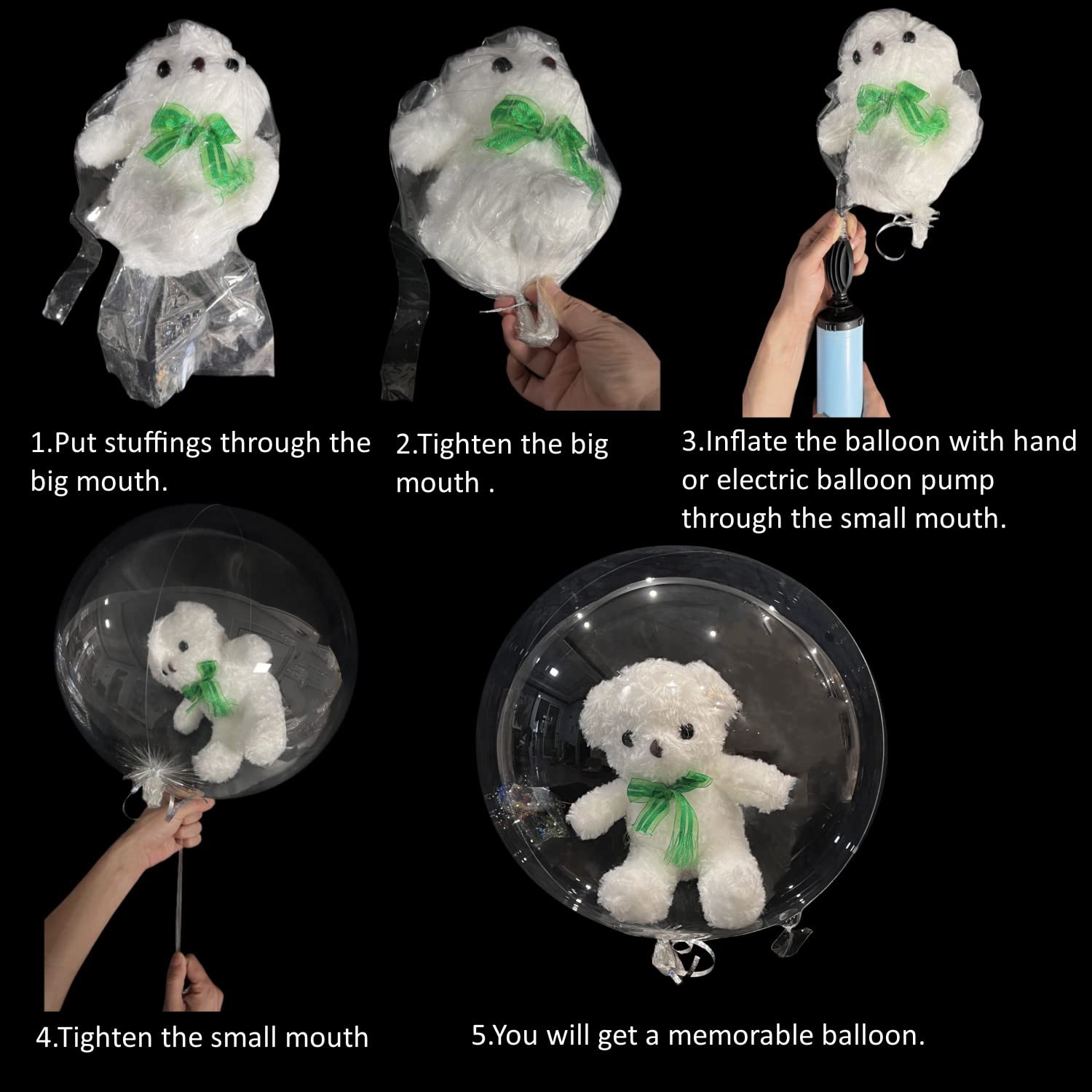 Wide Mouth Clear BoBo Balloons for Stuffing,15 Pack 26" Pre Stretched Extra Large Wide Neck Bubble Balloons for fill Teddy Bear/Wedding/Baby Shower/Father's Day/Graduation Party Decoration