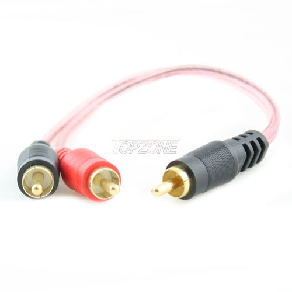 Topzone 3" RCA Plug to 2 RCA Plugs Cable, 24k Gold Plated