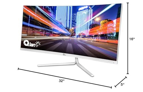 Qian 30" Ultra Wide FHD 1080P Curved Computer Monitor,100 Hz VA Panel Office Monitor, 21:9 Aspect Ratio,178°Viewing Angle,16.7M Display Colors,Framless AMD Freesync GSync,Tilt Adjustable