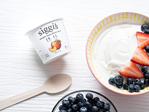 siggi's Icelandic Strained Nonfat Yogurt, Peach, 5.3 oz. Single Serve Cup – Thick, Protein-Rich Yogurt Snack